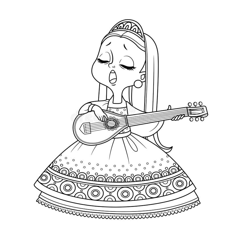 The Princess Plays the Cello. Coloring Pages Stock Vector ...