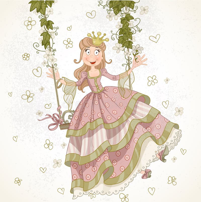 Cute Princess Swinging Swing Drawing Stock Illustrations – 19 Cute ...