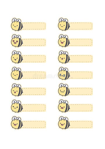 A Cute Printable Bee Sticker Label Set Stock Illustration ...