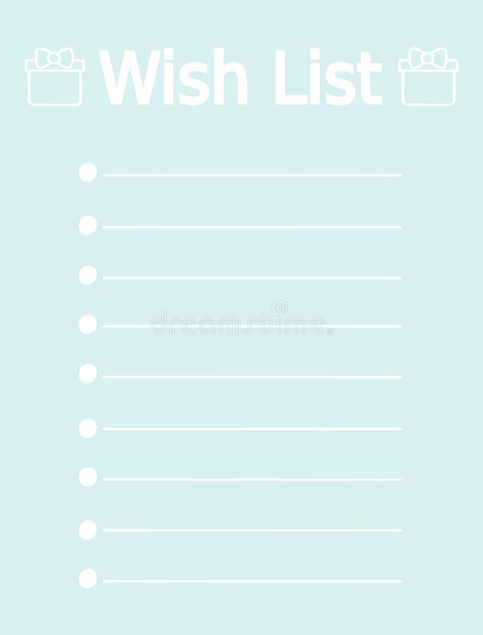 Cute Printable Blue Wish List Stock Vector - Illustration of blank ...