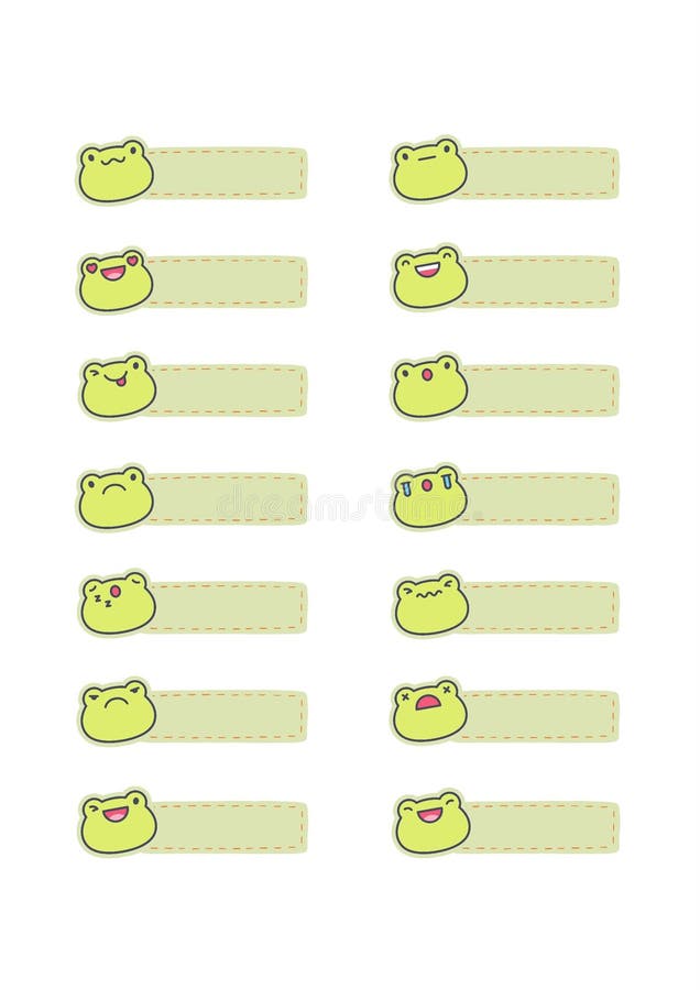 A Cute Printable Green Frog Sticker Label Set Stock Photo - Image of ...