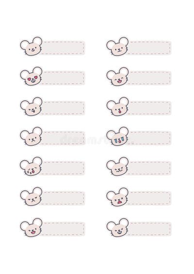 A Cute Printable Mouse Label Sticker Set Stock Illustration ...