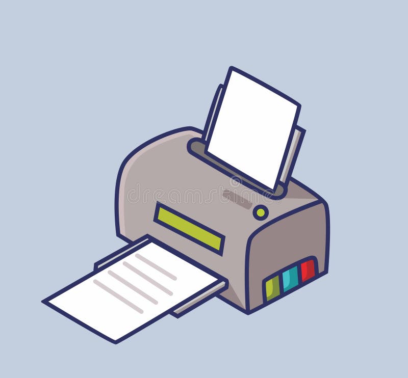 Cute Printer for Office Vector Stock Illustration - Illustration of ...
