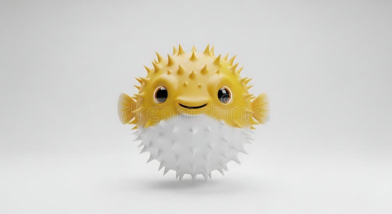 Cute Pufferfish 3D Render stock illustration. Illustration of ...