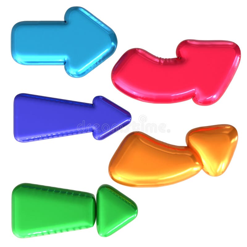 Cute, Inflated, Decorative and Colorful 3d Arrows. Stock Illustration ...