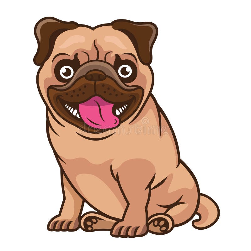 Cute Happy Pug Dog Cartoon stock vector. Illustration of cute - 198485028