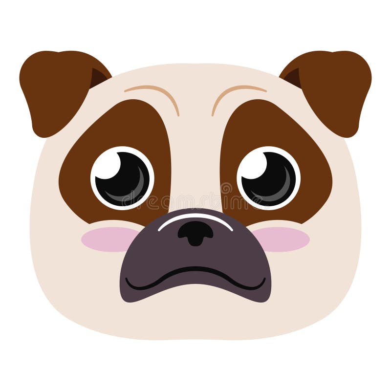 Cute Pug Dog Face Clipart. Vector Stock Vector - Illustration of ...