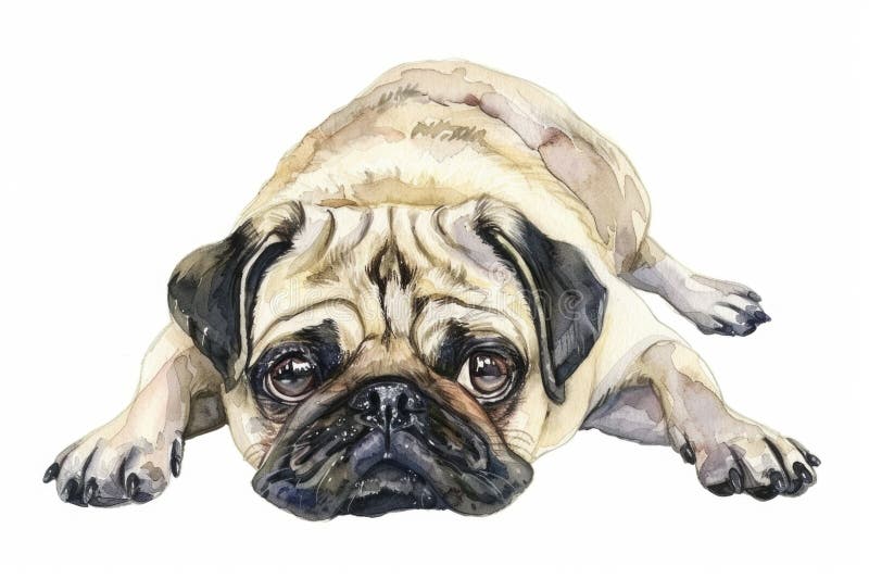 A Cute Pug Dog Laying Down Peacefully. Perfect for Pet Lovers Stock ...