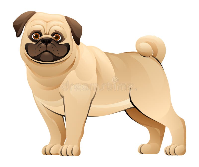 Cute Pug Dog Cartoon Illustration Stock Vector - Illustration of design ...