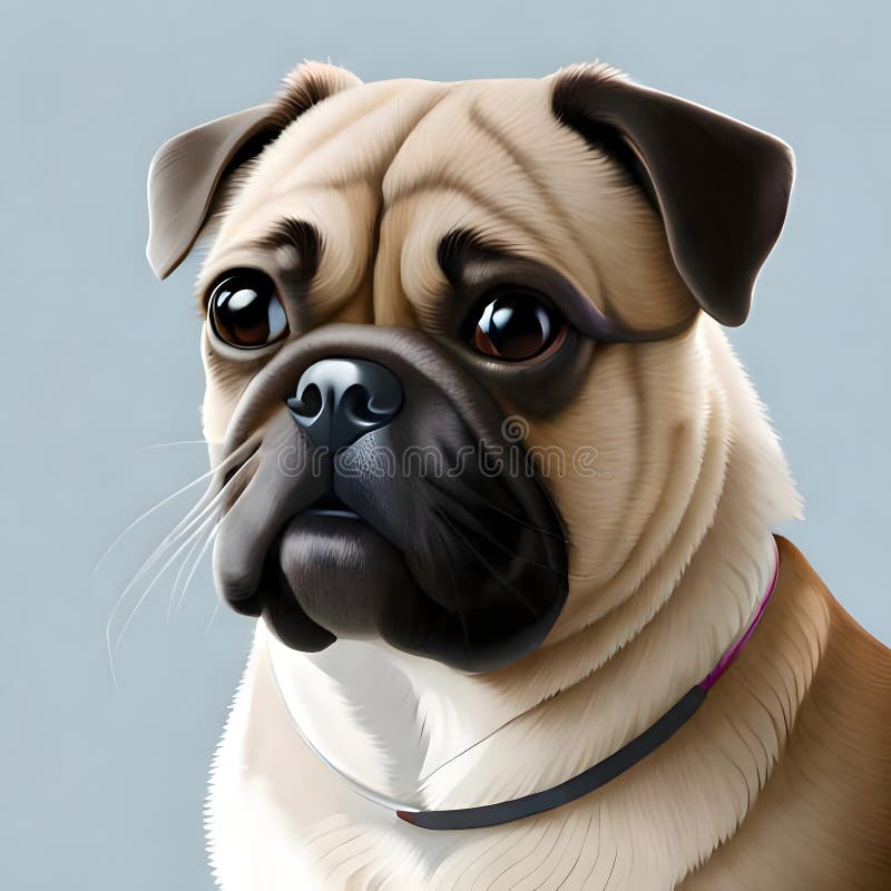 Cute Pug Looking at the Viewer - Ai Generate Image Stock Illustration ...