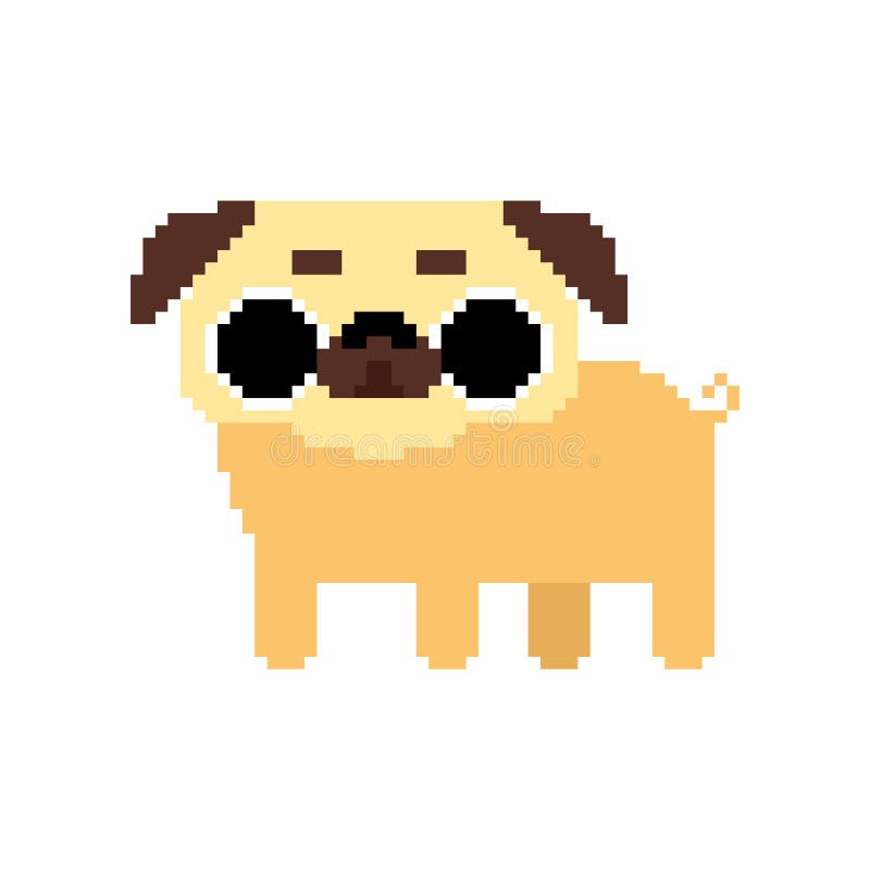 Cute Pug Pixel Art. Mooie Hond, 8 Bit Pet-vector Vector Illustratie ...