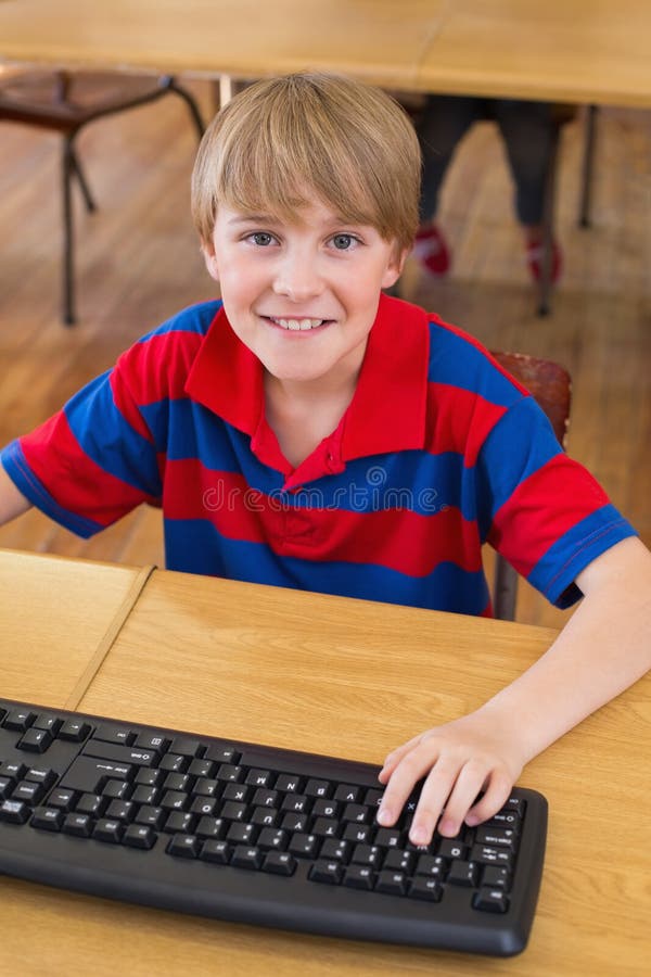 Cute Pupil in Computer Class Stock Image - Image of learn, computer ...