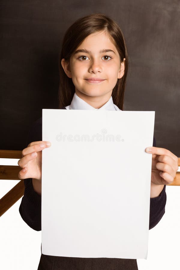 Cute Pupil Showing White Page Stock Photo - Image of preschool, cute ...