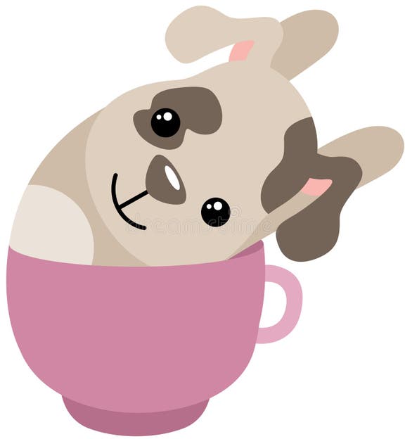 Cute puppy inside a cup stock vector. Illustration of scrapbook - 346299559