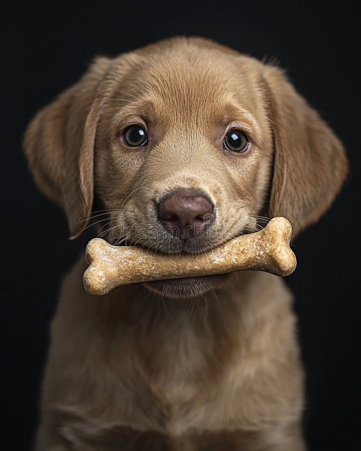 Cute Puppy Labrador with a Bone in Mouth. Generative Ai Stock Photo ...