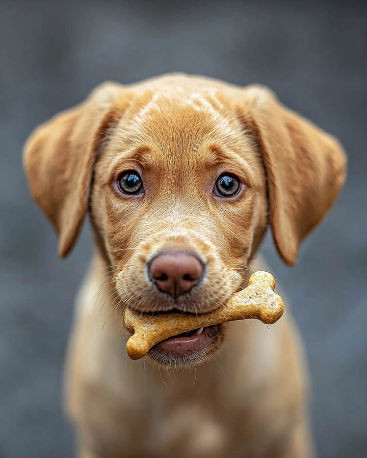 Cute Puppy Labrador with a Bone in Mouth. Generative Ai Stock Photo ...
