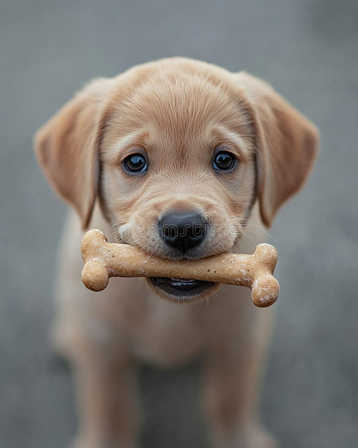 Cute Puppy Labrador with a Bone in Mouth. Generative Ai Stock Photo ...