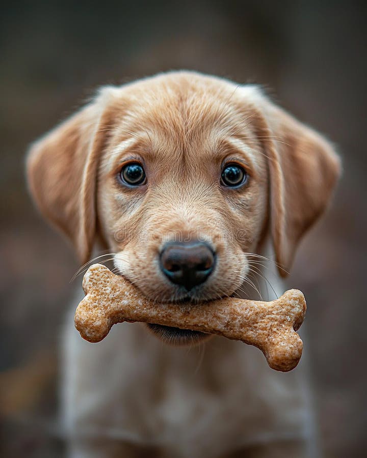 Cute Puppy Labrador with a Bone in Mouth. Generative Ai Stock Photo ...