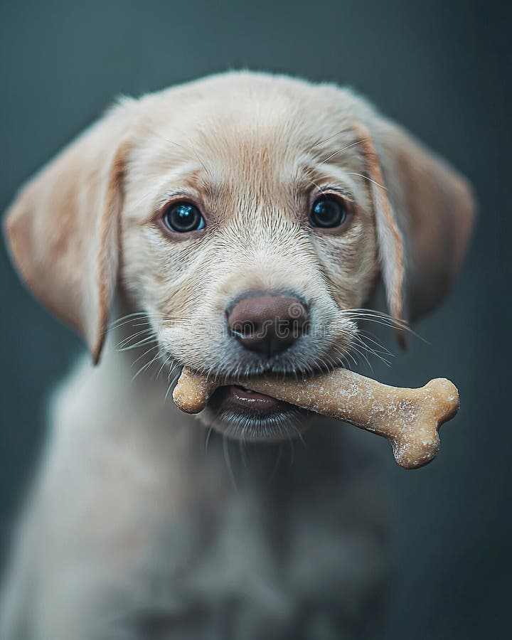 Cute Puppy Labrador with a Bone in Mouth. Generative Ai Stock Photo ...