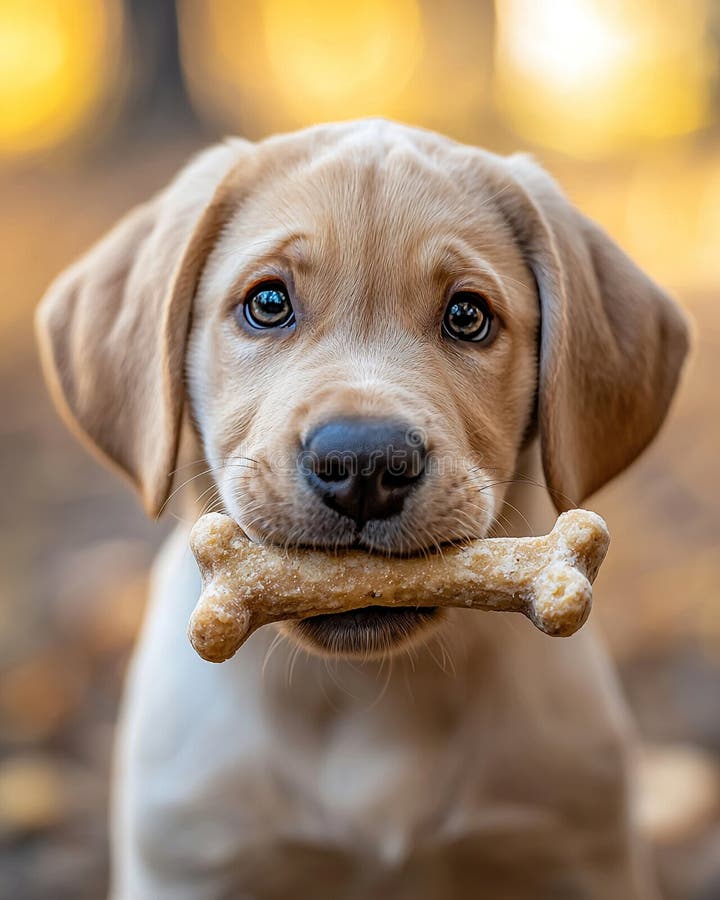 Cute Puppy Labrador with a Bone in Mouth. Generative Ai Stock Photo ...
