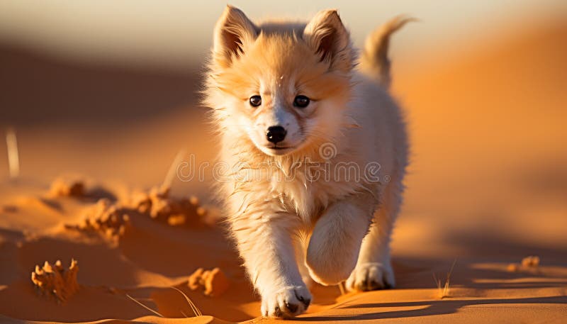Cute Puppy Playing in the Sand, Looking at Camera, Smiling Generated by ...