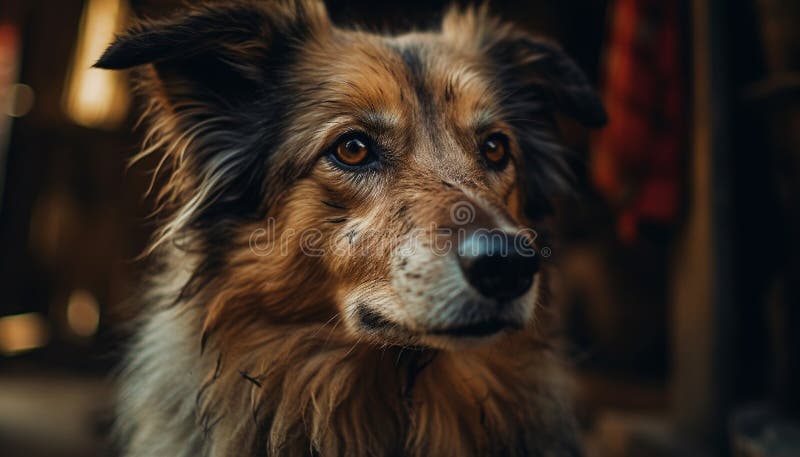 Cute Puppy Sitting Outdoors, Looking at Camera with Loyalty Generated ...
