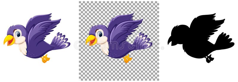 Cute Purple Bird Cartoon Character Stock Vector - Illustration of ...