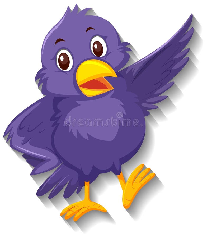 Cute Purple Bird Cartoon Character Stock Vector - Illustration of ...