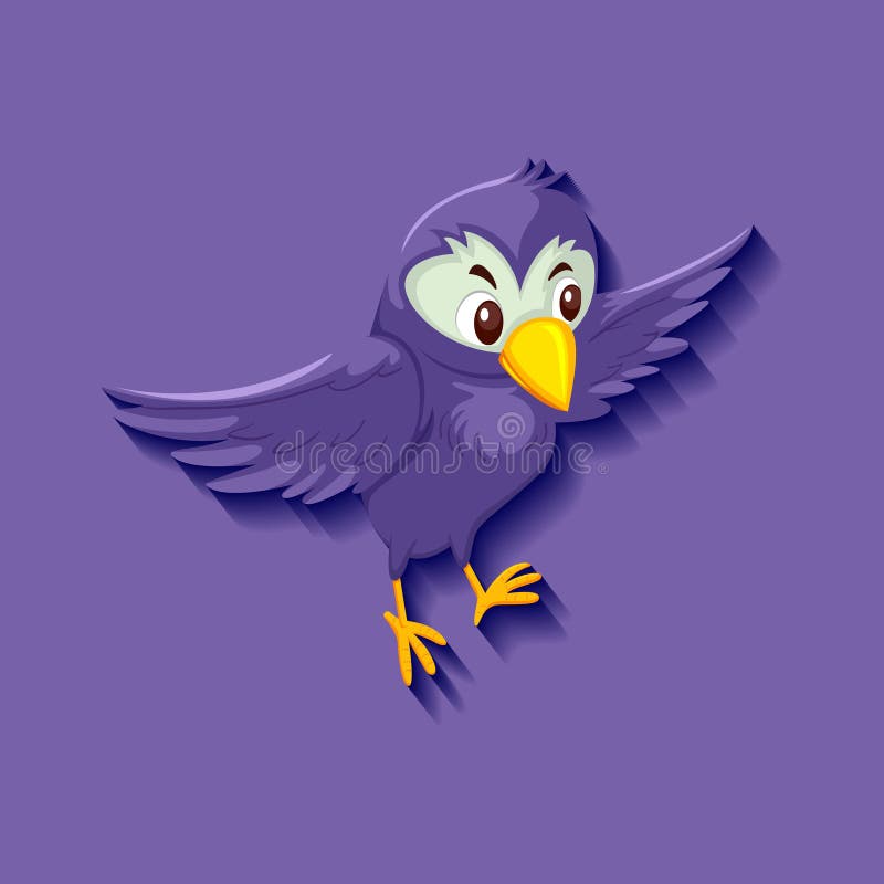 Cute Purple Bird Cartoon Character Stock Vector - Illustration of ...