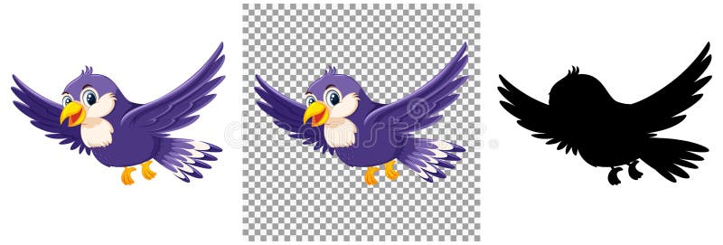 Cute Purple Bird Cartoon Character Stock Vector - Illustration of ...