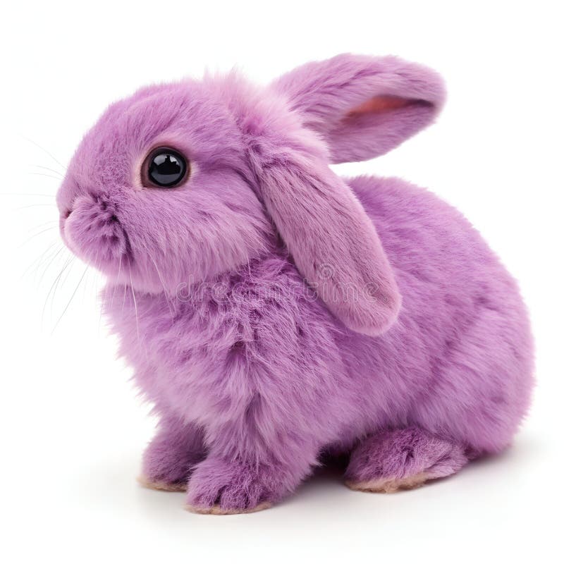 Cute Purple Bunny Illustration Isolated on White Background Stock ...