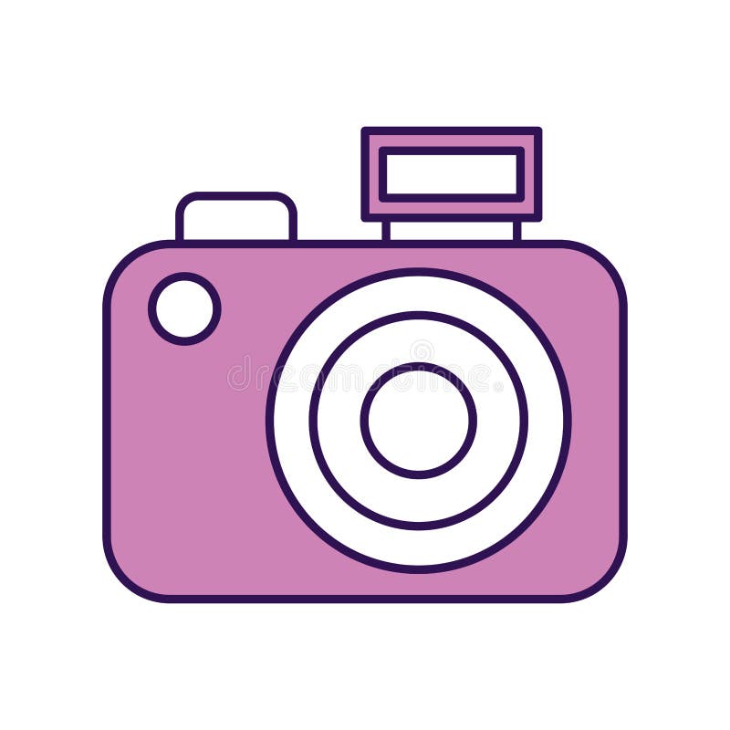 Cute purple camera cartoon stock vector. Illustration of sign - 93594829