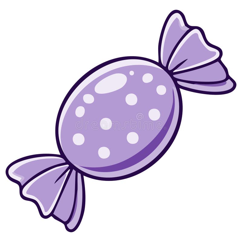 A Cute Purple Candy in a Polka Dot Wrapper Cartoon Vector Illustration ...