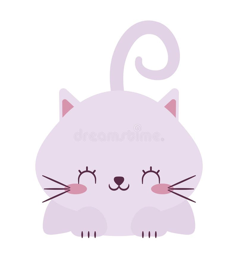 Cute purple cat stock vector. Illustration of smiling - 238740181