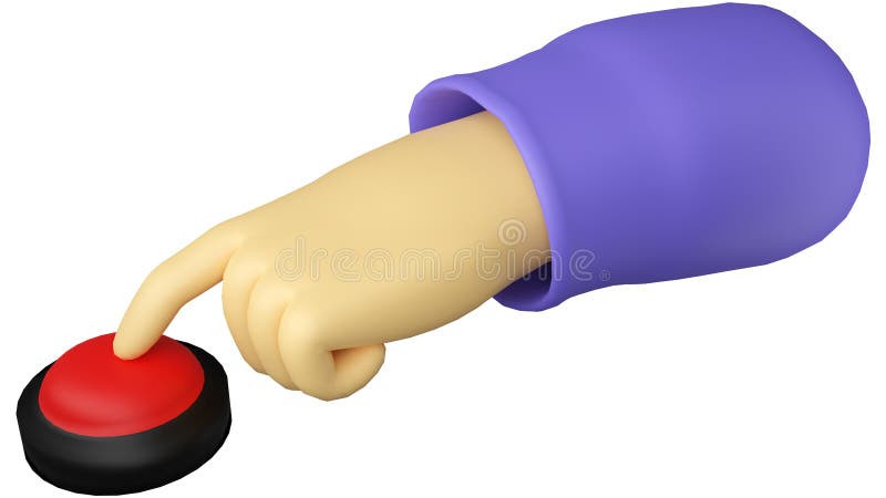 A Cute Purple 3D Pushing a Button Hand Stock Illustration ...
