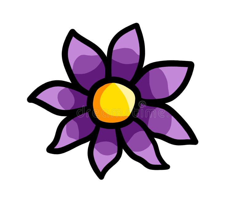 Cute Spiky Purple Flower stock illustration. Illustration of colorful ...