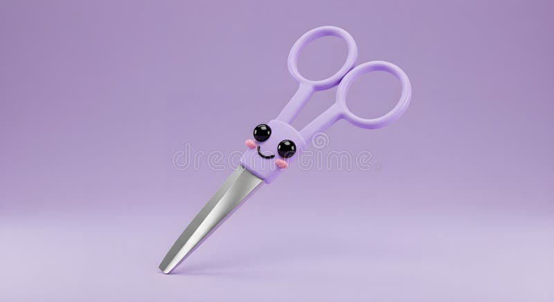 Cute Purple Scissors with a Smiling Face Set Against for Creative ...