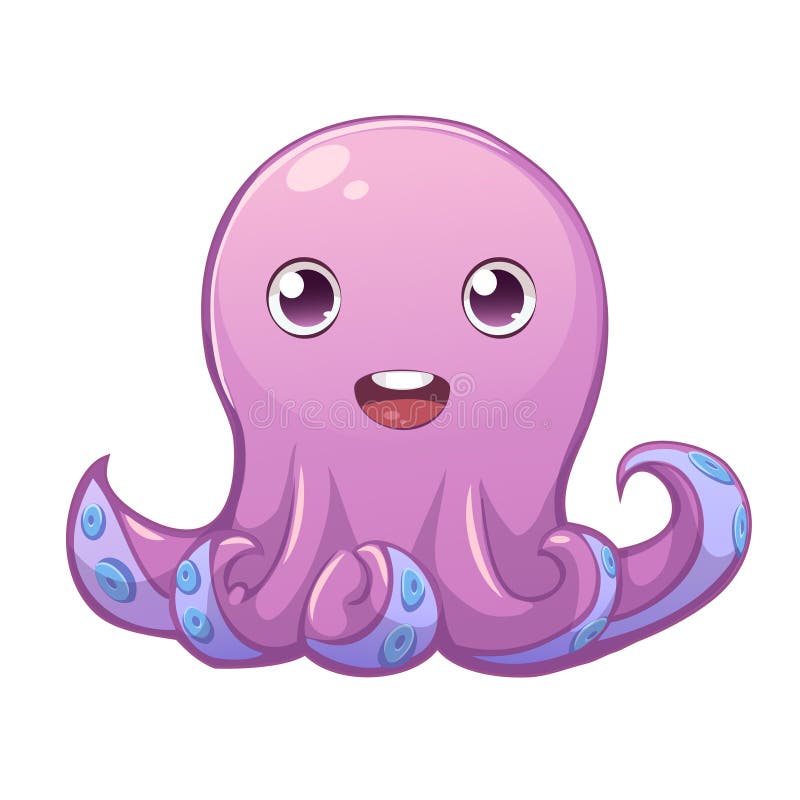 Cute Purple Smiling Octopus Stock Illustrations – 129 Cute Purple ...