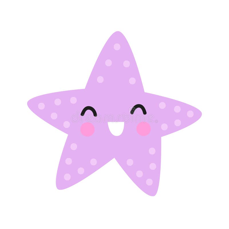 Cute Purple Starfish. Vector Childish Illustration Stock Vector ...