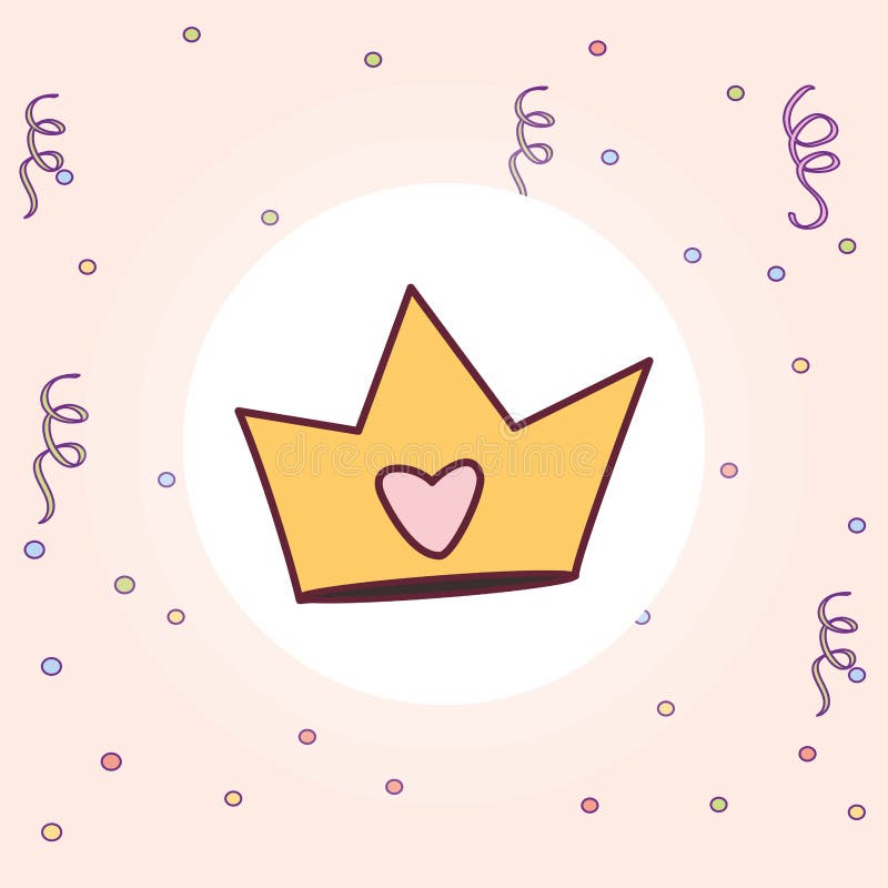 Cute Queen Crown with Heart Stock Vector - Illustration of fantasy ...