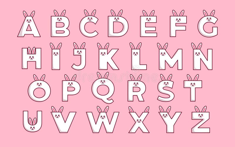 Cute Rabbit Alphabet Animal Font Stock Vector - Illustration of funny ...