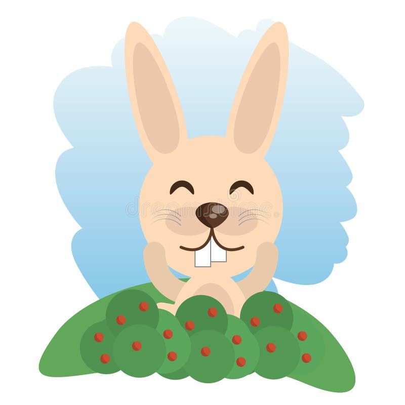Cute rabbit animal winking stock vector. Illustration of happiness ...