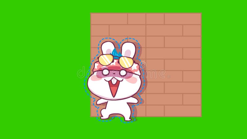 Cute Rabbit Animation on Green Screen Stock Video - Video of cartoon ...
