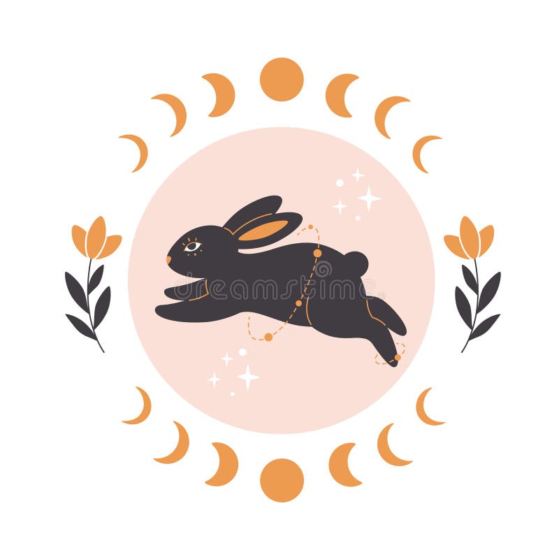 Cute Rabbit with Astrology, Botany and Esoteric Elements. Year of the ...