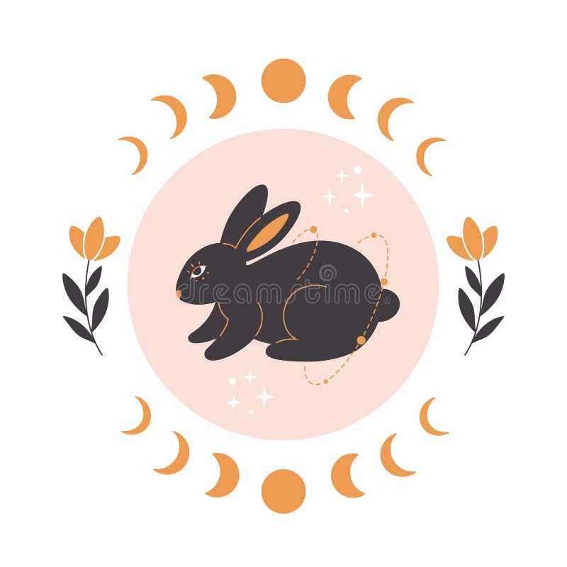 Cute Rabbit with Astrology, Botany and Esoteric Elements. Year of the ...