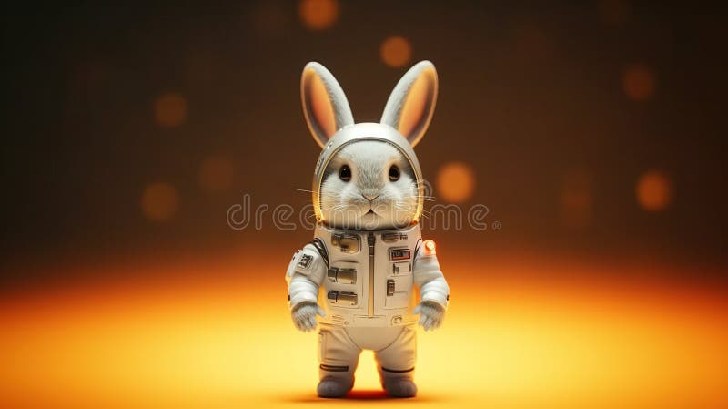 Cute Rabbit Astronaut in Space with Ai Generated Stock Illustration ...