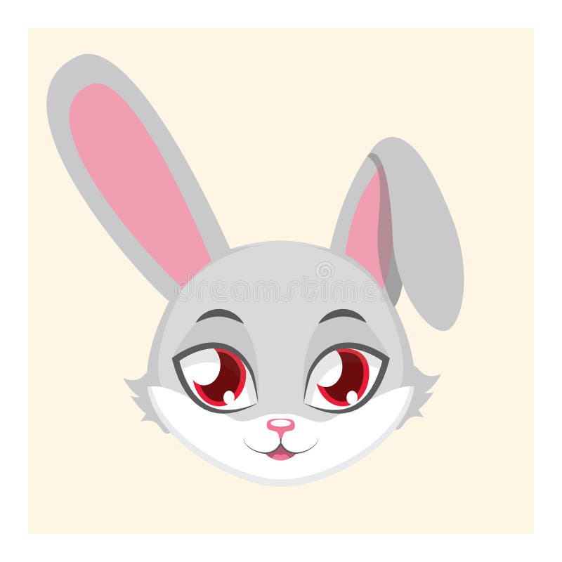 Cute Rabbit Avatar with Flat Colors Stock Vector - Illustration of ...