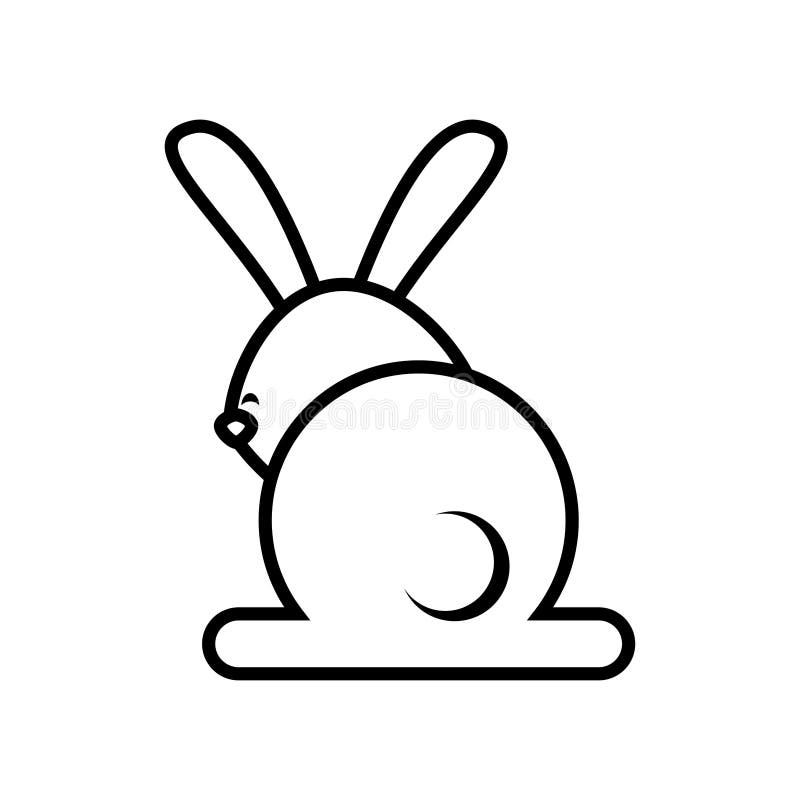 Cute Rabbit Back Line Style Icon Stock Vector - Illustration of ...