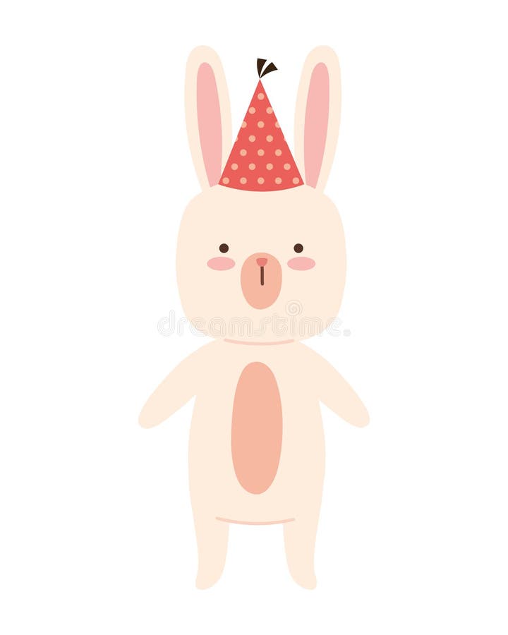 Cute Rabbit with Birthday Hat Stock Vector - Illustration of hare ...