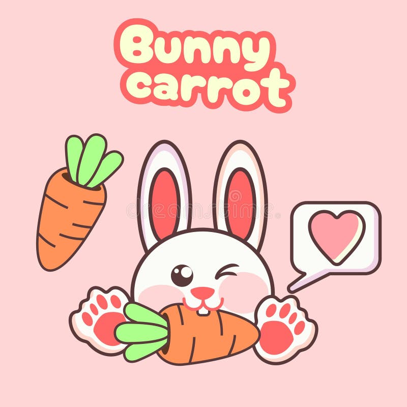 Cute Rabbit Bite Carrot Cartoon Rabbit Illustration Stock Vector ...